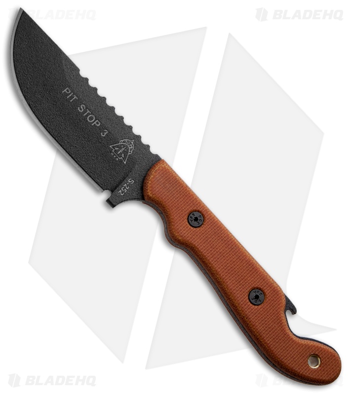 TOPS Knives Pit Stop 3 Fixed Blade Knife (3" Black Plain) PSK-01 - Blade HQ