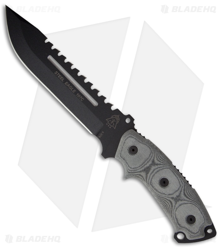 TOPS Knives Steel Eagle 107C Knife (7" Black Plain) - Blade HQ