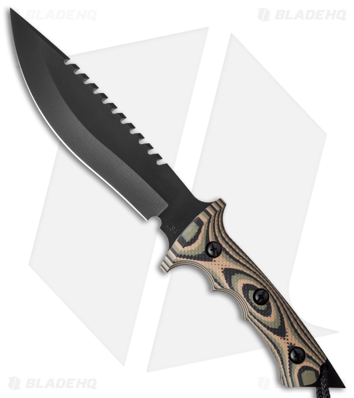 Treeman Knives Original Combat Bowie Knife Green Camo G10 (8" Black ...