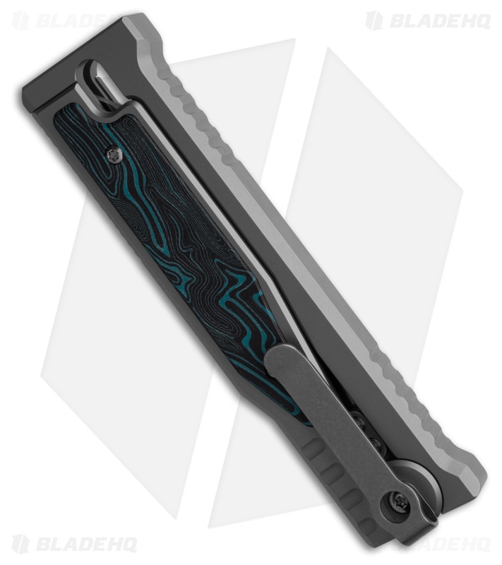 Reate EXO-M Drop Point Manual OTF Titanium/Black Blue G-10