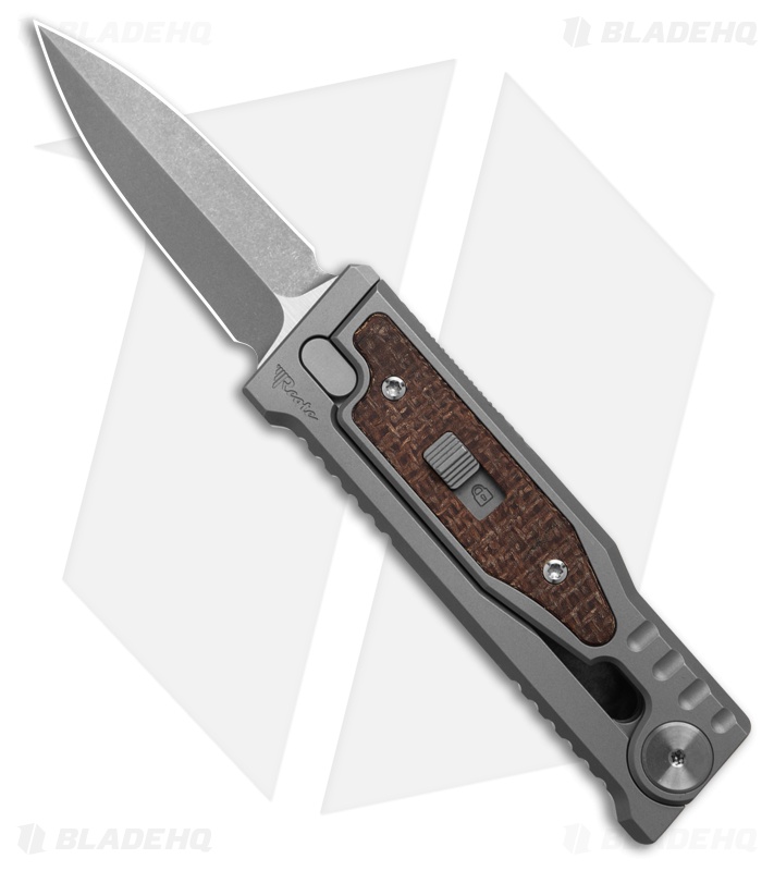 Reate EXO Mini Gravity Knife Ti/Burlap Micarta 3V Dagger