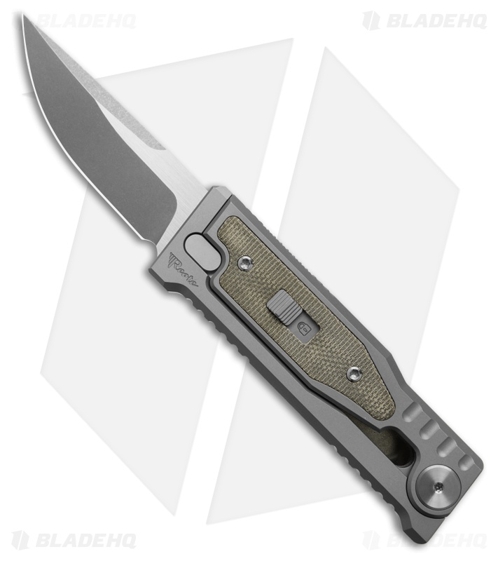 Reate EXO Mini Gravity Knife Ti/Green Micarta 3V Drop Point