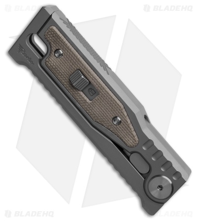 Reate EXO Mini Tanto Gravity Knife Titanium + Green Micarta