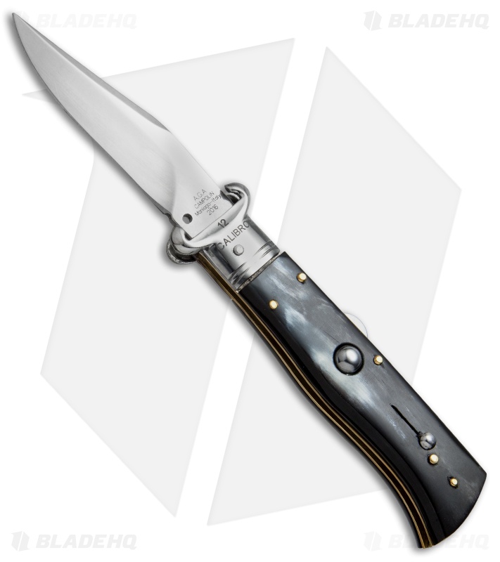 AGA Campolin 7.5" Calibro Automatic Knife Brazilian Horn (3.4" Satin ...
