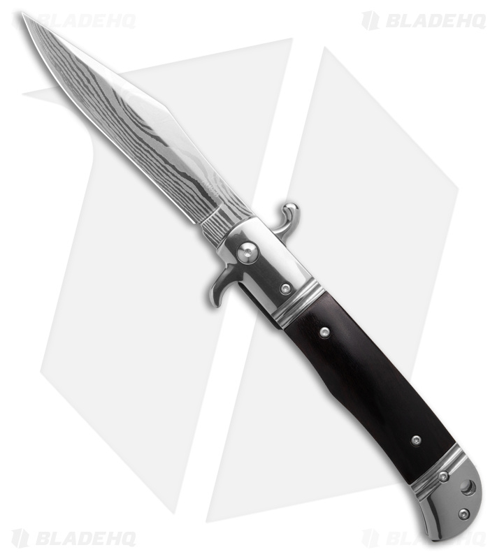 9" Bolster Release Auto Knife Rosewood (Damascus) - Blade HQ