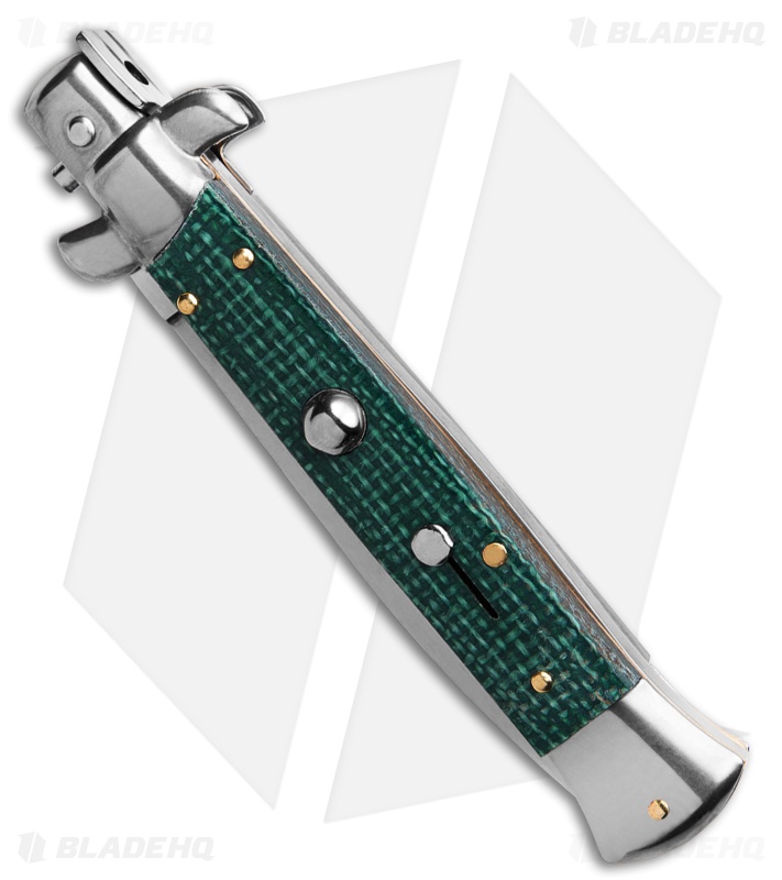Frank B 9" Italian Stiletto Automatic Knife Green Micarta