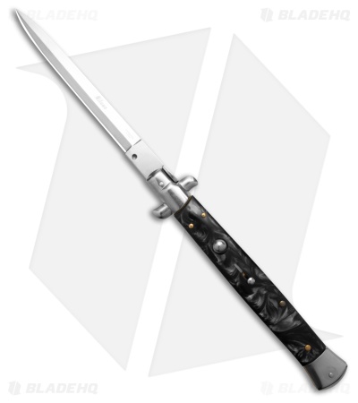 Milano 13" Italian Stiletto Auto Knife Black Marble (Satin)