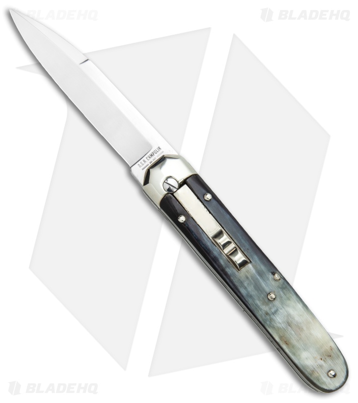 AGA Campolin Baron Automatic Knife Dark Horn (3.75" Satin) - Blade HQ