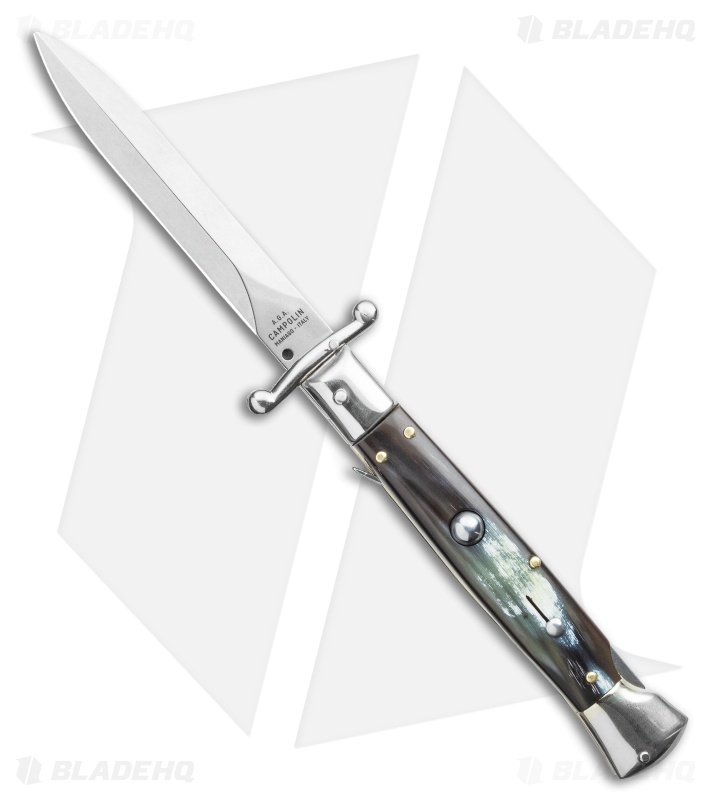 AGA Campolin 9" Swinguard Automatic Knife Brazilian Horn (5.75" Satin ...