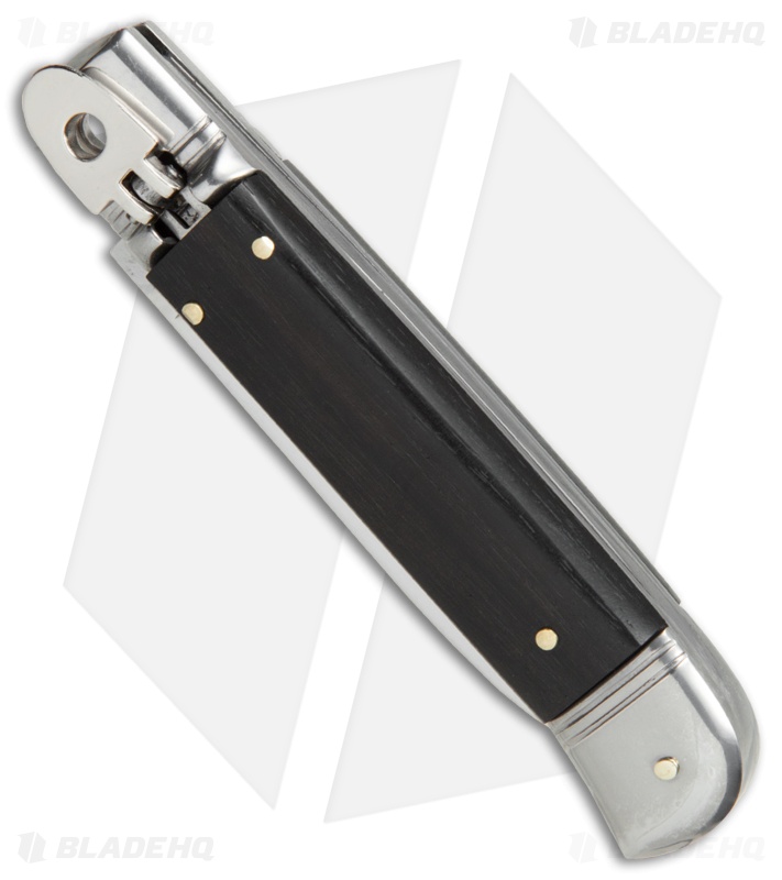 AKC 8" Lever Lock Italian Auto Ebony Wood (3.2" Polish Flat) - Blade HQ
