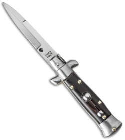 SKM 4.5" Italian Mini Stiletto Automatic Knife Dark Horn (2" Satin ...