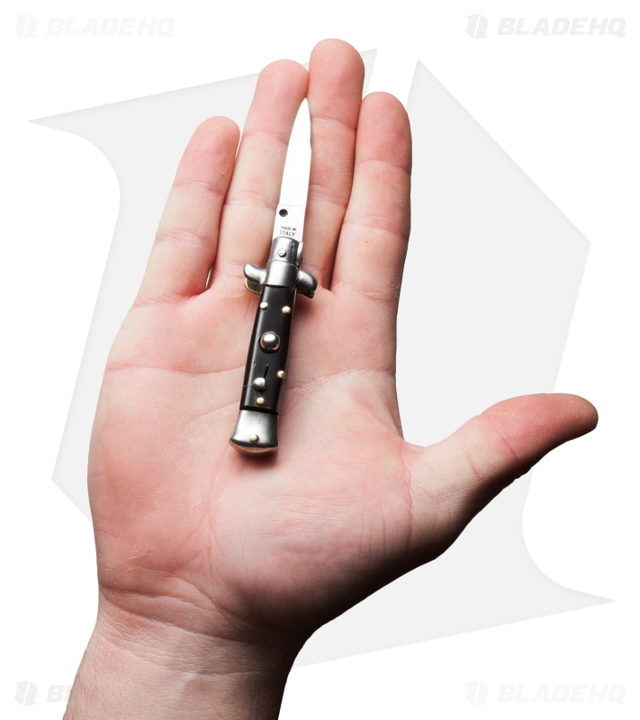 SKM 4.5" Italian Mini Stiletto Automatic Knife Dark Horn (2" Satin ...