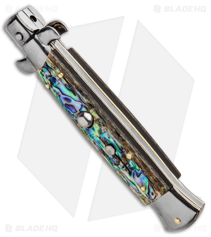 Frank B 9" Italian Stiletto Automatic Dagger Knife Abalone (4" Satin ...