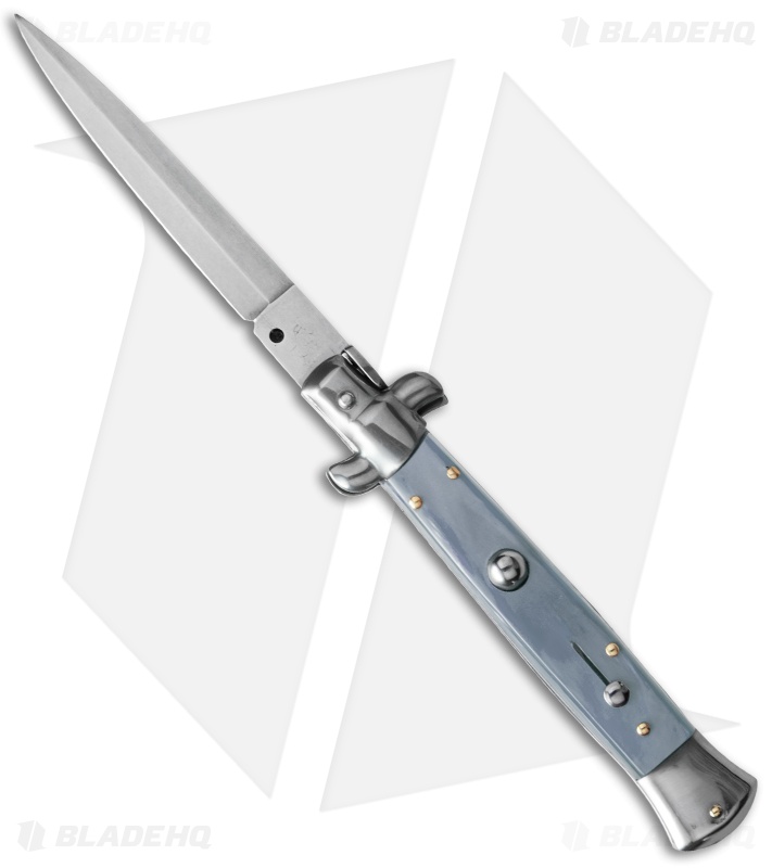 SKM 9" Italian Stiletto Automatic Knife Light Blue Pearlex (4" Satin ...
