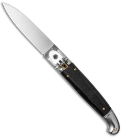 SKM 8" Fancy Lever Lock Automatic Knife Black Pearlex (3.2" Satin Flat ...