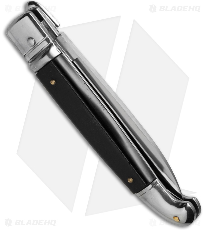 SKM 8" Fancy Lever Lock Automatic Knife Black Pearlex (3.2" Satin Flat ...