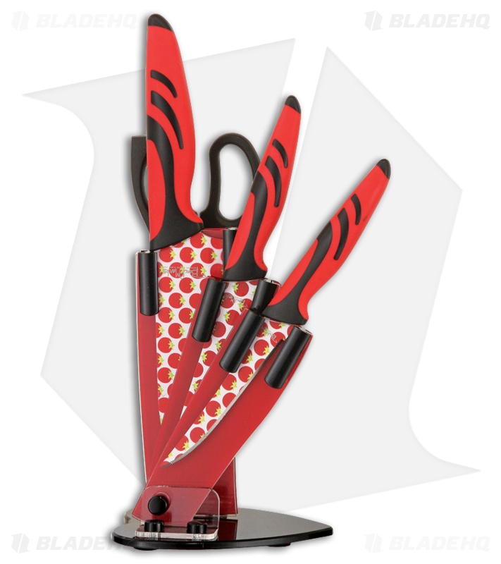 Benchmark 5-Piece Kitchen Knife Set Red/Black Rubber - Blade HQ