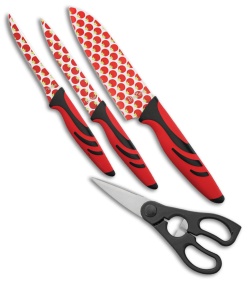 Benchmark 5-Piece Kitchen Knife Set Red/Black Rubber - Blade HQ