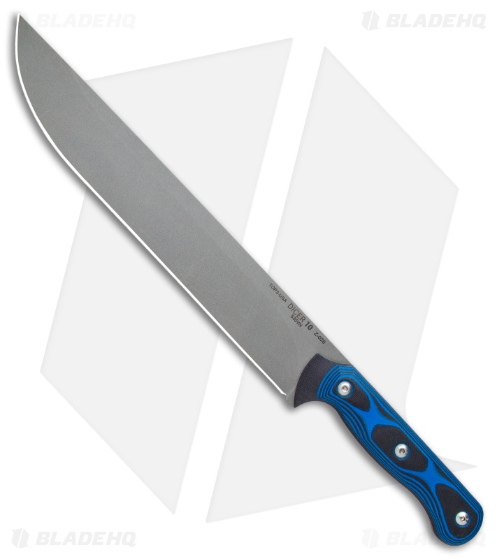 TOPS Knives Dicer 10 Slicer Knife 10" Black/Blue G-10 - Blade HQ