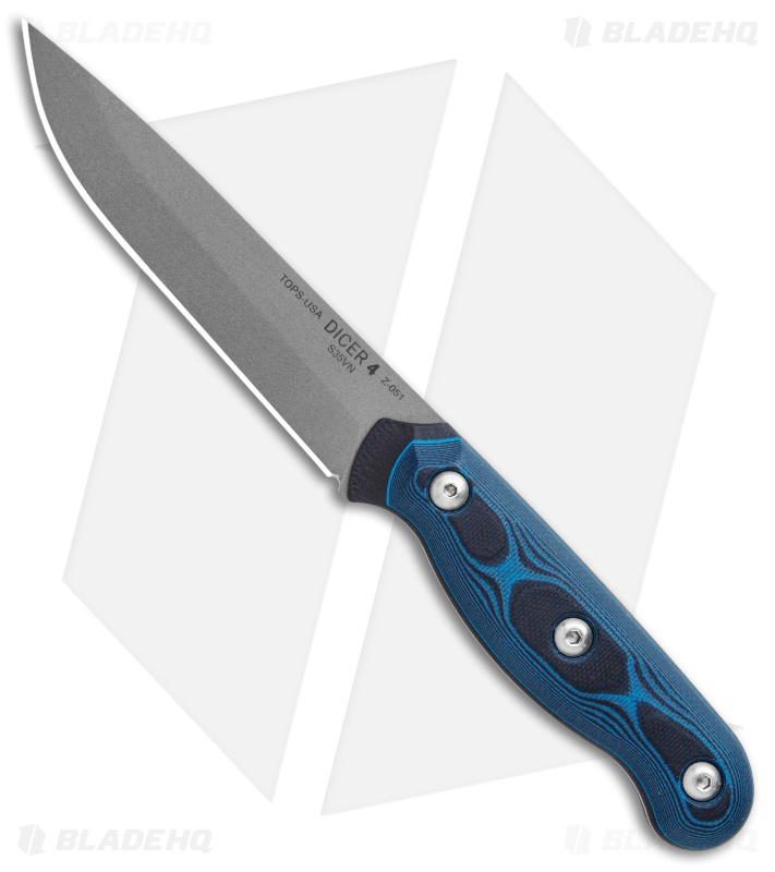 TOPS Knives Dicer 4 | Steak Knife | Black/Blue G10 - Blade HQ