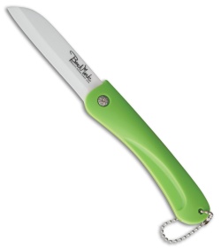 Benchmark Ceramic Folding Knife Lime Green Rubber Handle (3" White ...