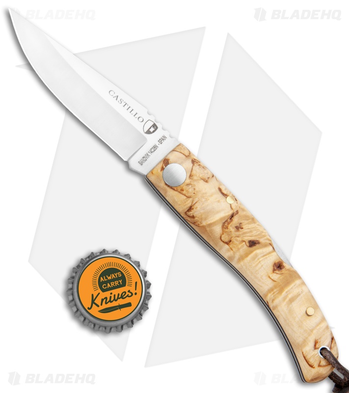 Castillo Navaja Lock Back Knife Curly Birch (Satin) - Blade HQ