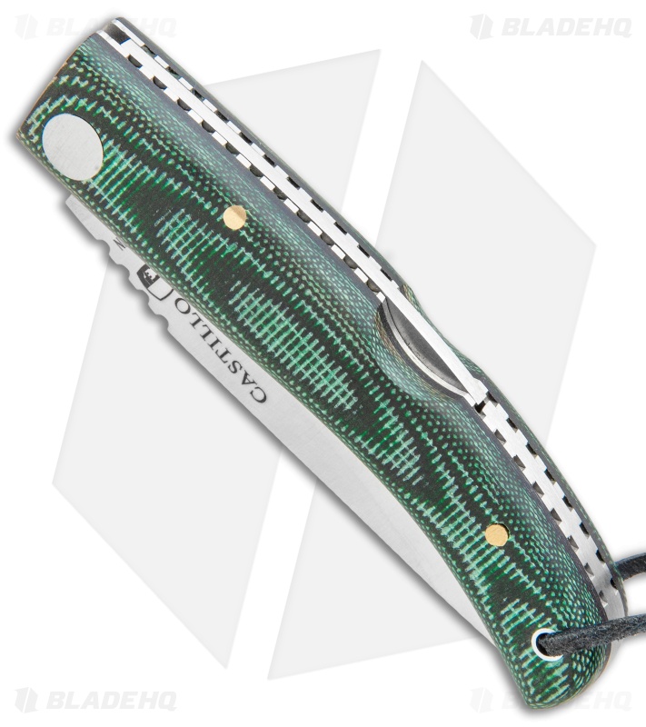 Castillo Navaja Lock Back Knife Pine Green Micarta (3" Satin) - Blade HQ