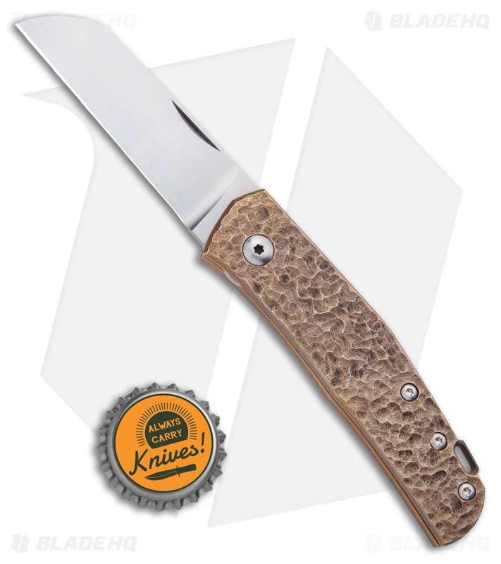 Jens Anso Knives Custom Monte Carlo Pocket Knife Hammered Bronze (2.6 ...