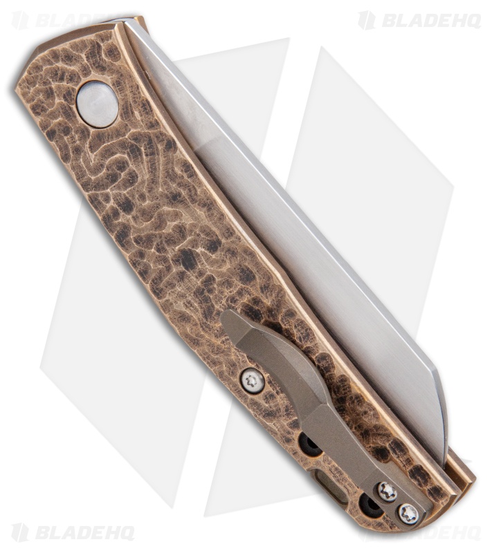Jens Anso Knives Custom Monte Carlo Pocket Knife Hammered Bronze (2.6 ...
