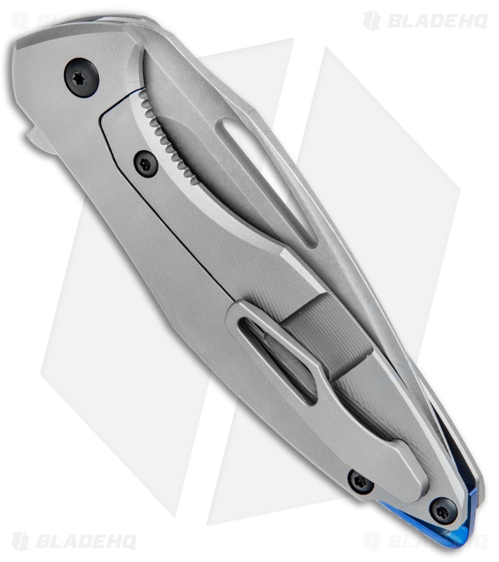 Koenig Arius Style 57 Frame Lock Knife Patterned Ti (3.5" Stonewash ...