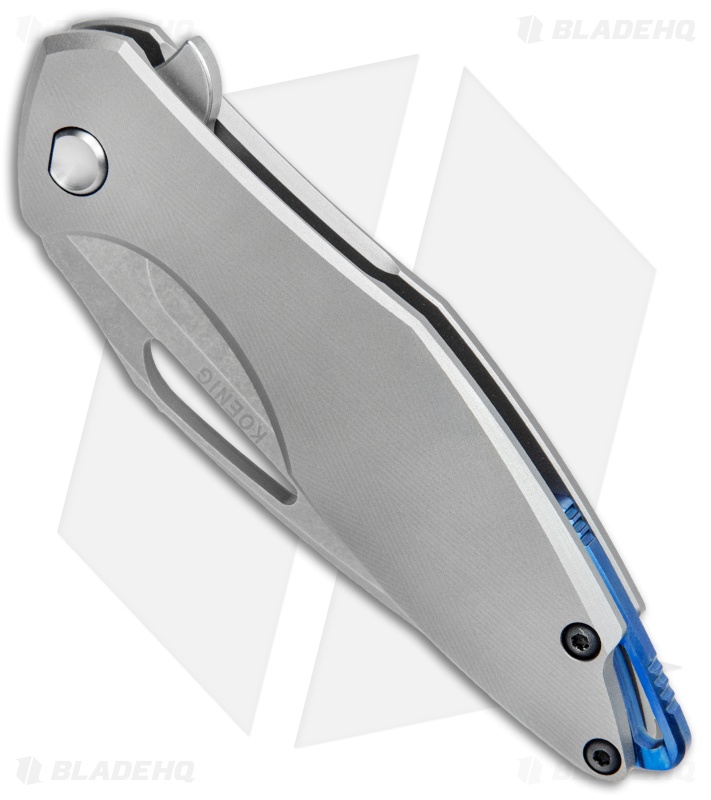 Koenig Arius Style 57 Frame Lock Knife Patterned Ti (3.5" Stonewash ...