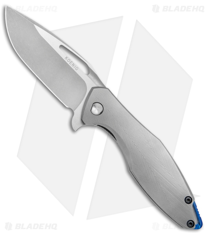 Koenig Arius Style 57 Frame Lock Knife Patterned Ti (3.5" SW/Satin ...