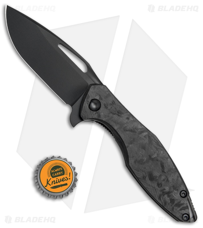 Koenig Arius Frame Lock Knife Patterned Marble Carbon Fiber (3.5" Black ...