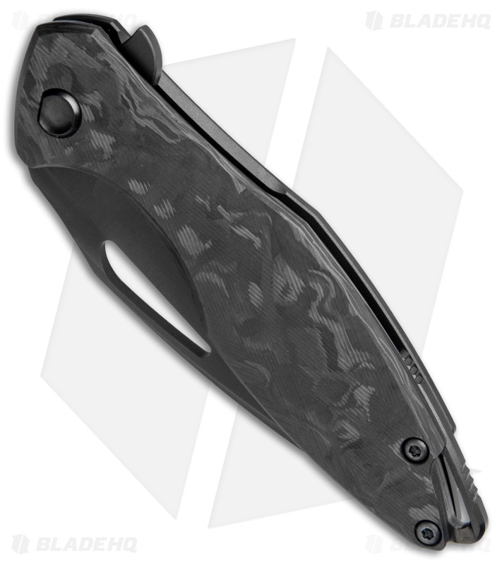 Koenig Arius Frame Lock Knife Patterned Marble Carbon Fiber (3.5" Black ...