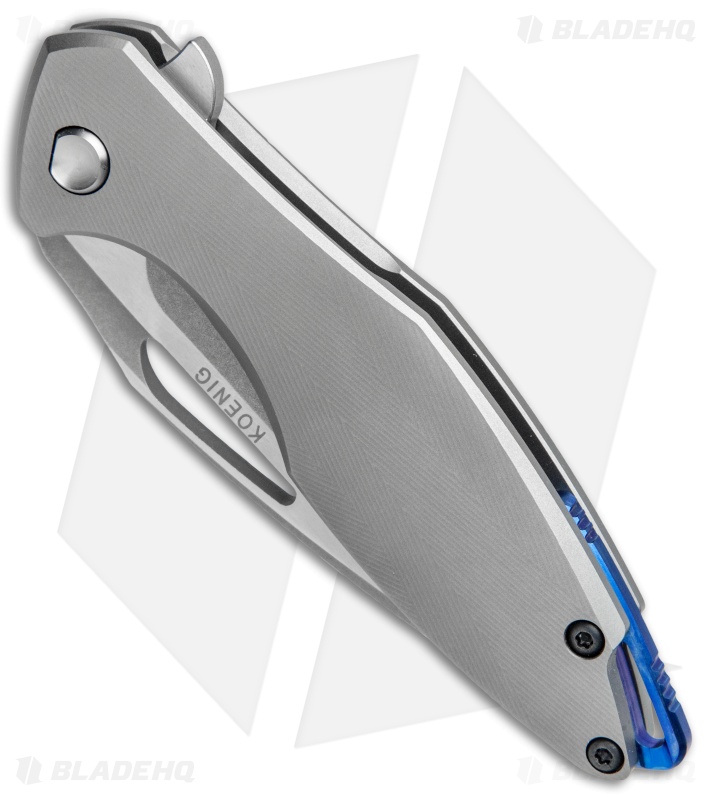 Koenig Arius Frame Lock Knife Patterned Titanium (3.5" Stonewash CTS ...