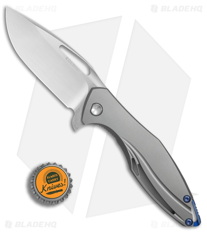 Koenig | Arius Style 55 Frame Lock Knife | Blasted Ti | Hand Satin Blade