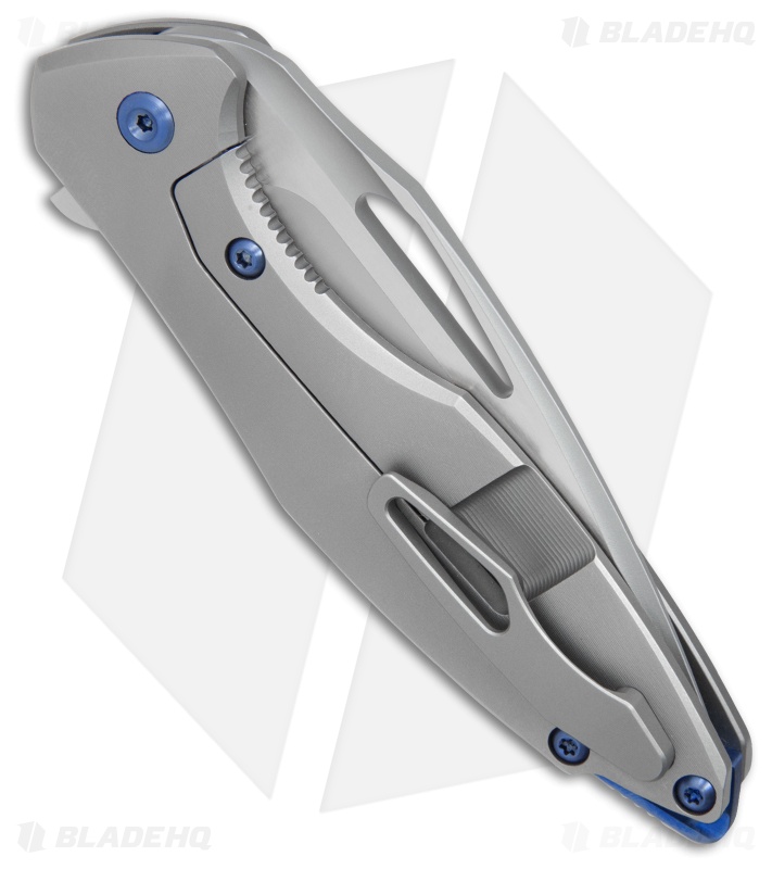 Koenig | Arius Style 55 Frame Lock Knife | Blasted Ti | Hand Satin Blade