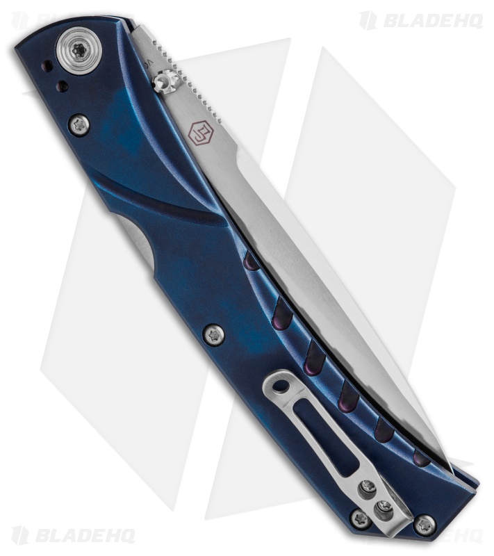Nemesis Knives MPR-1 Lockback Knife Blue Titanium - Blade HQ