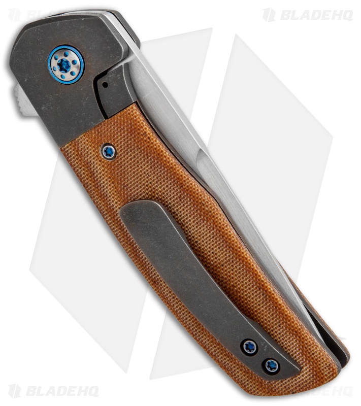 Pena Knives Custom Dingo Frame Lock Knife Brown Micarta/Ti (3.25" Satin ...