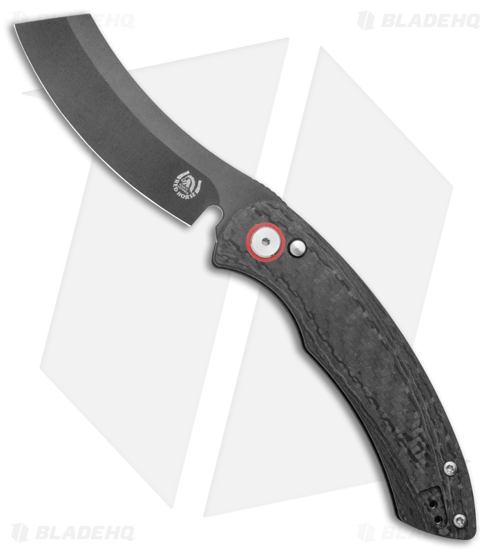 Red Horse Knife Works Hell Razor P Auto Knife Black CF (3.6" PVD)