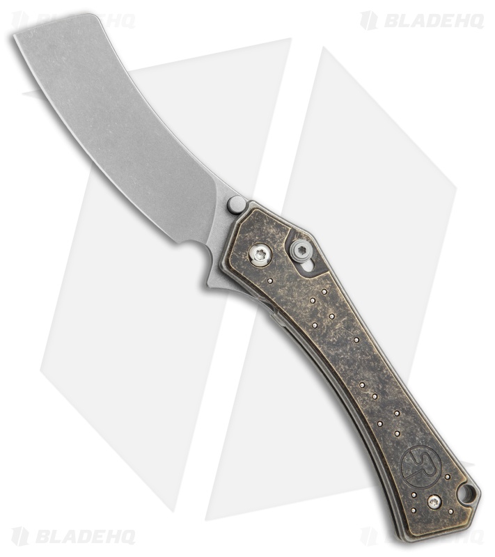 Serge Panchenko Orbit HawkLock Flipper Knife Patina Brass (3" Stonewash ...