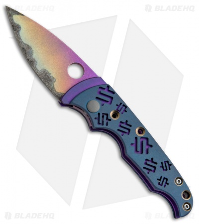 Snody Knives Custom Titanium Elite Friction Folder Knife (2.375" Purple ...