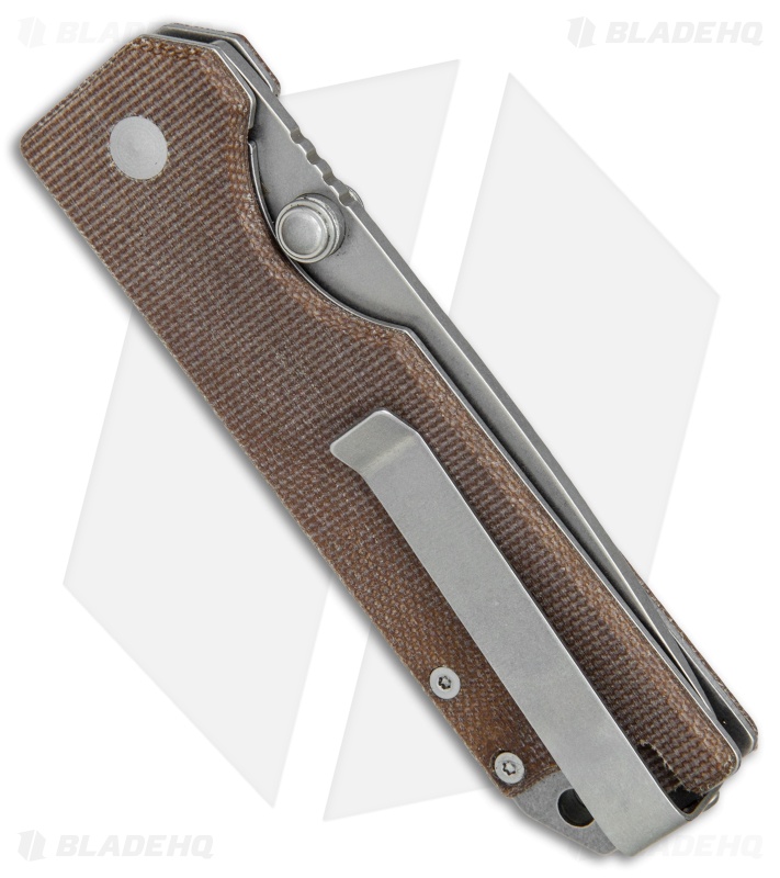 StatGear Ausus Liner Lock Folding Knife Brown Micarta (3.5" Stonewash ...
