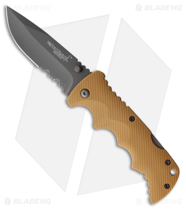 StatGear WolfTac Lockback Knife Desert Tan (3.25" Black Serr) - Blade HQ