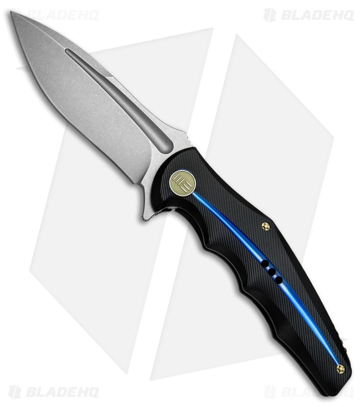 WE Knife Co. 608H Frame Lock Knife Black Titanium (4" Stonewash) - Blade HQ