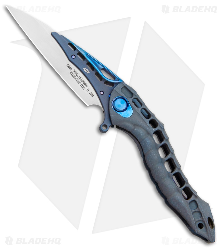 AdVilliers Custom Alien Knife | Gray/Blue Ti - Blade HQ