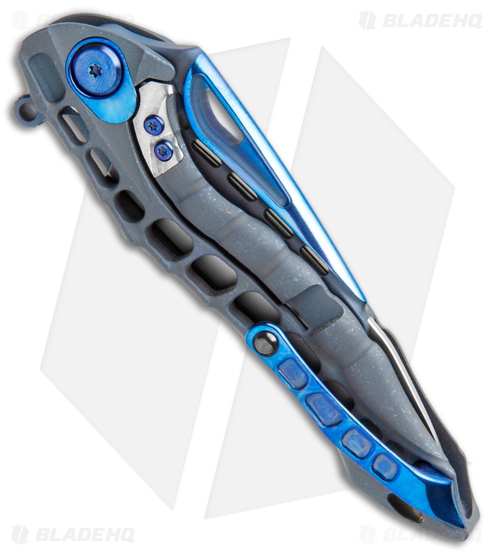 AdVilliers Custom Alien Knife | Gray/Blue Ti - Blade HQ