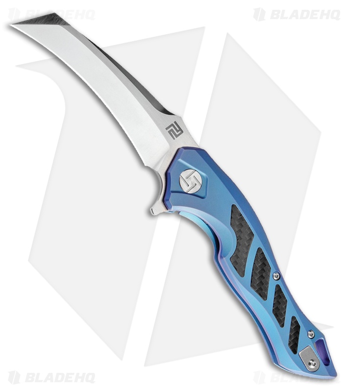 Artisan Cutlery Eagle Frame Lock Knife Blue Ti/CF Satin M390