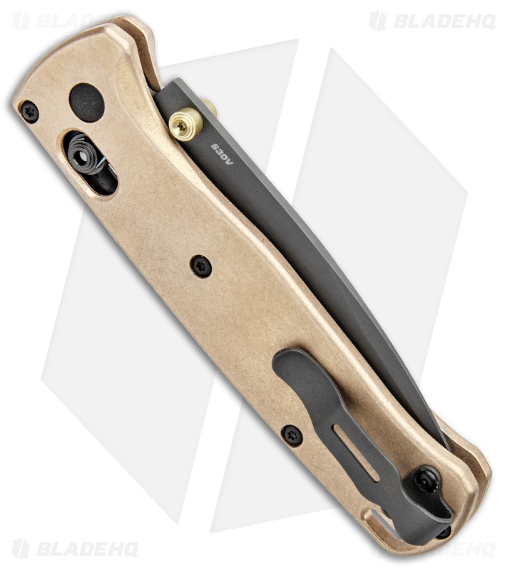 Flytanium Brass Benchmade Bugout Knife - Blade HQ