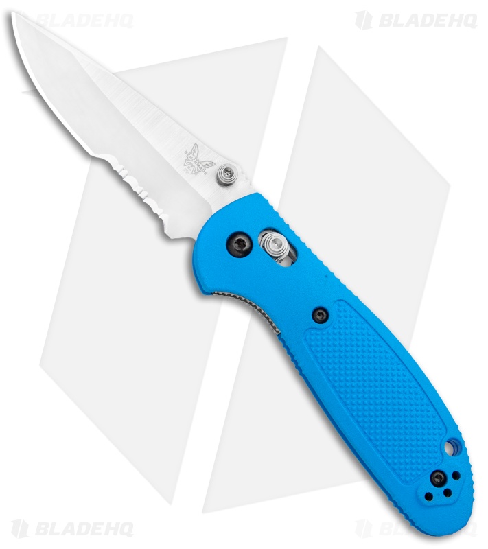 Benchmade Mini Griptilian AXIS Lock Knife Blue (2.91" Satin Serr) 556S ...